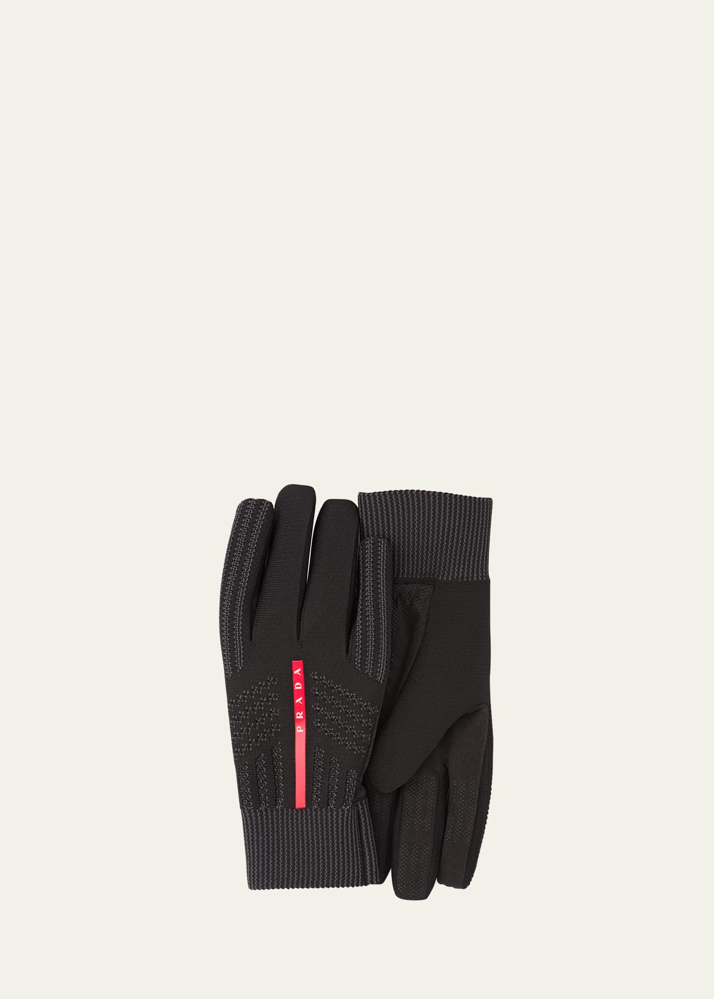 Prada Sport Knit Linea Rossa Gloves - F0002 Nero | Editorialist
